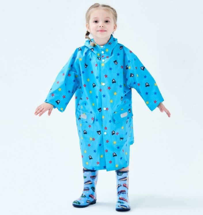Плащ-дождевик, размер XL ( Рост детей 121-155 CM ), blue — фото 1