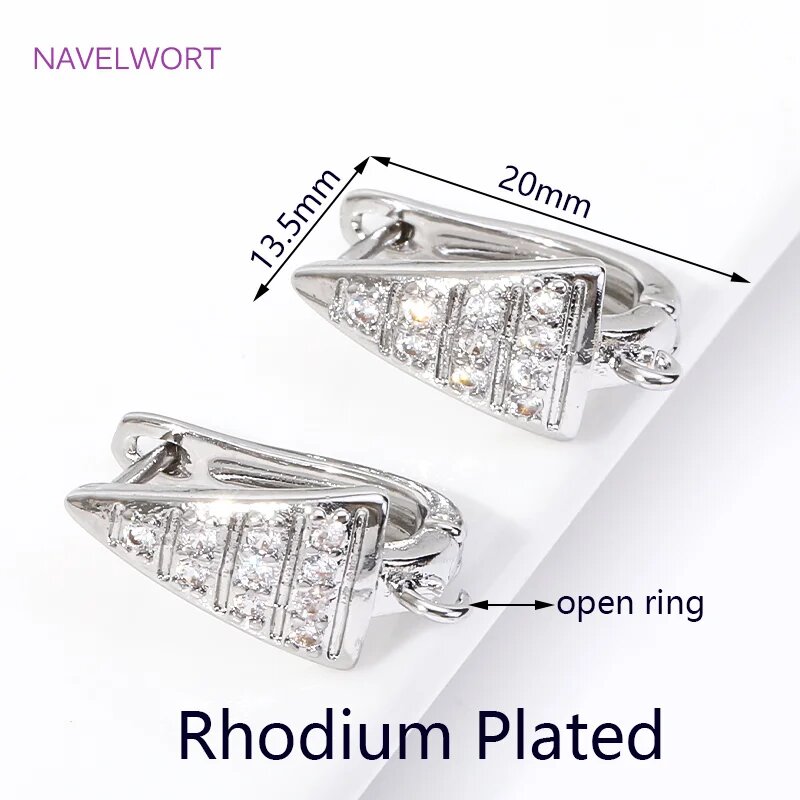 Серьги клипсы NAVELWORT, Rhodium Plated, 20x13.5 мм