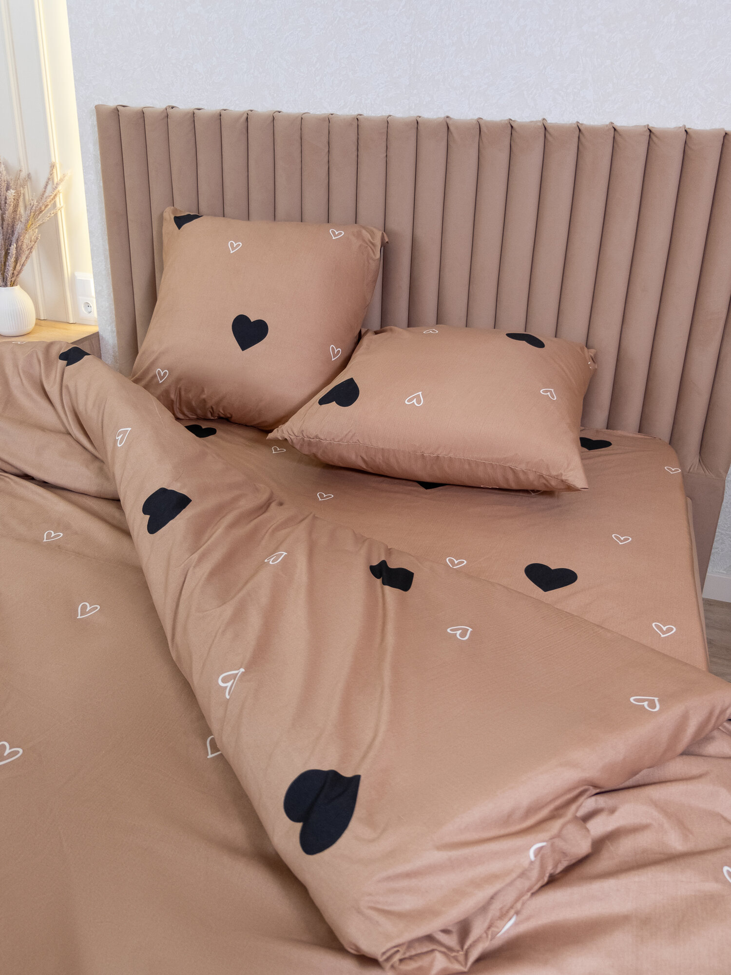 Постельное белье PERSONA HOME, 2 спальное, европростыня, полисатин, наволочки 70x70