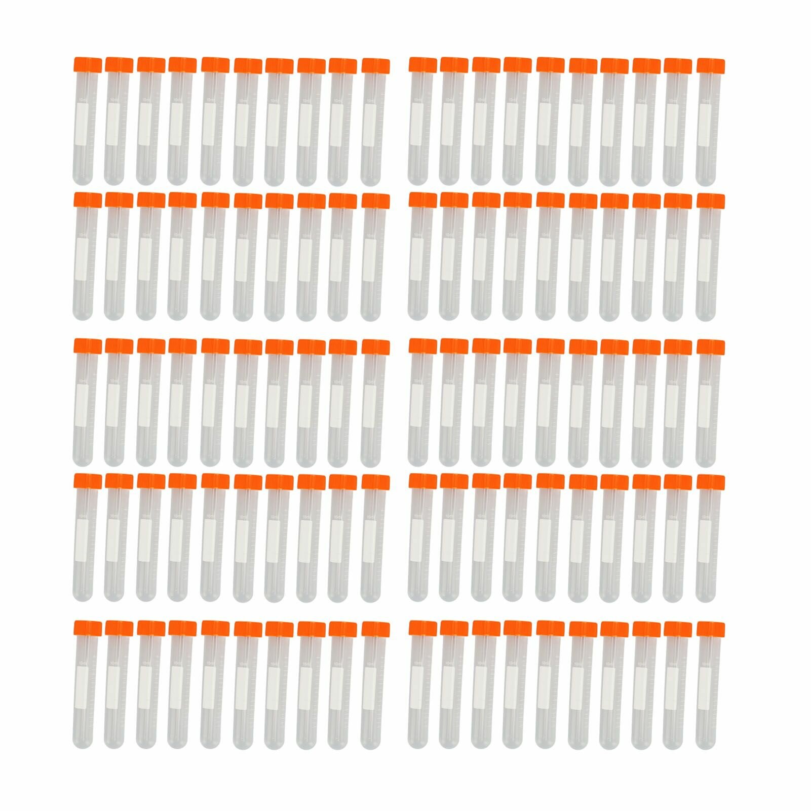 100 шт. пробирки центрифужные 10 мл с крышками, прозрачные измерительные метки, пластиковые