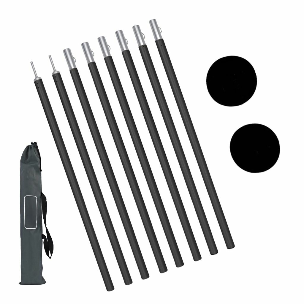 (1 комплект) алюминиевый стержень для крепления навеса длиной 2 м-черный с 2 шаровыми головками