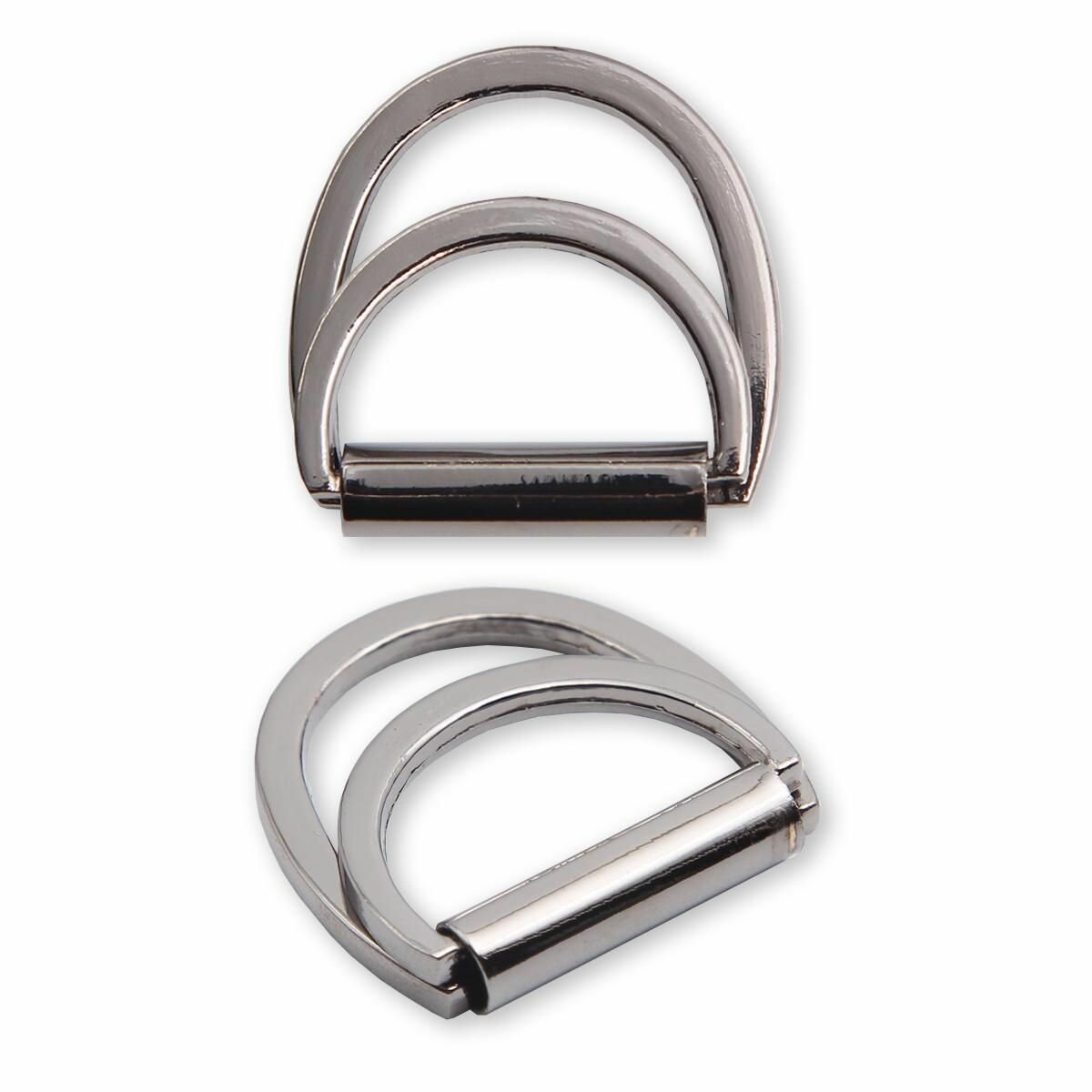 Пряжки айрис "Полукольцо двойное", 25 мм, металл, цвет Олово, Черный никель, MT 1852, 2 шт