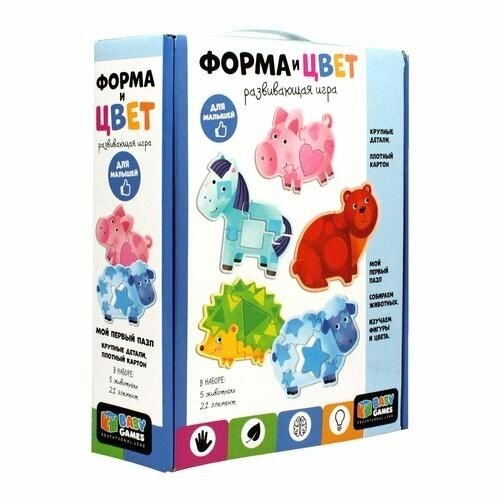 Пазл Оригами Baby Games "Лошадка и друзья" Форма и цвет, 5 шт, 21 деталь