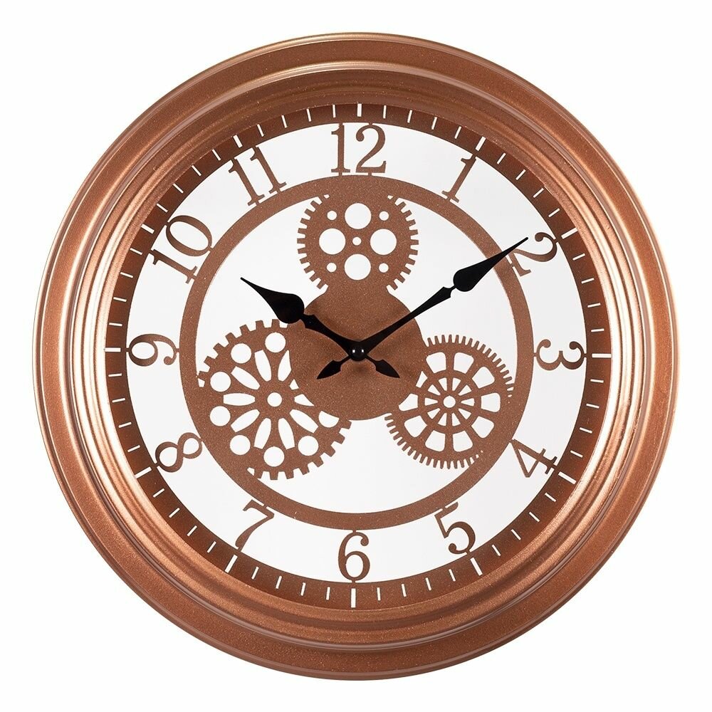 Часы настенные Рубин "Скелетон", из металла, диаметр 40 см, корпус медный (4043-003)
