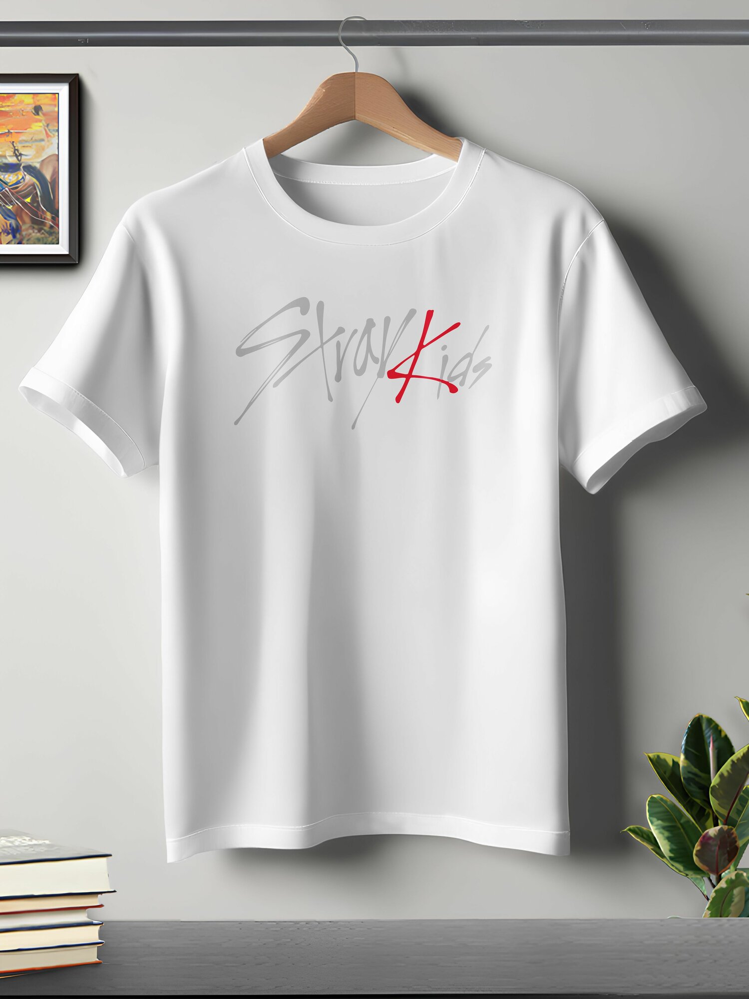 Футболка  Детская ONEQ 110 (5-6) размер с принтом Логотип Stray Kids, белая