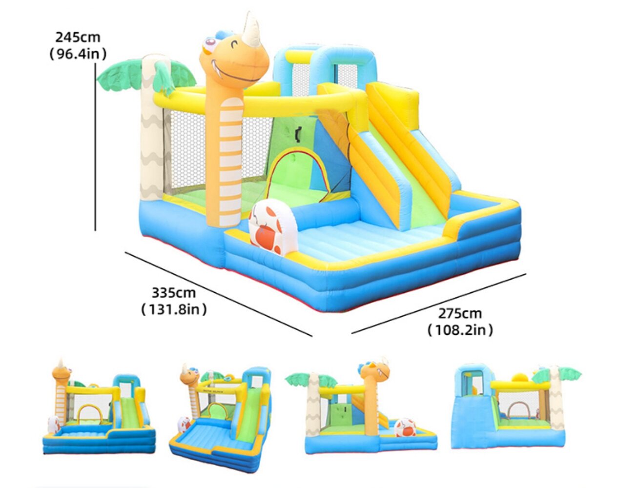 Детский надувной замок с горкой и батутом, Надувная складная игровая площадка
