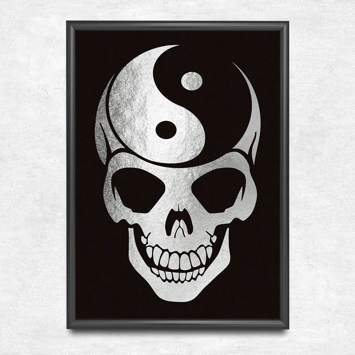 Постер на стену Череп. Постер интерьерный Инь и Ян. Плакат для детской, гостиной, спальни, кабинета минимализм