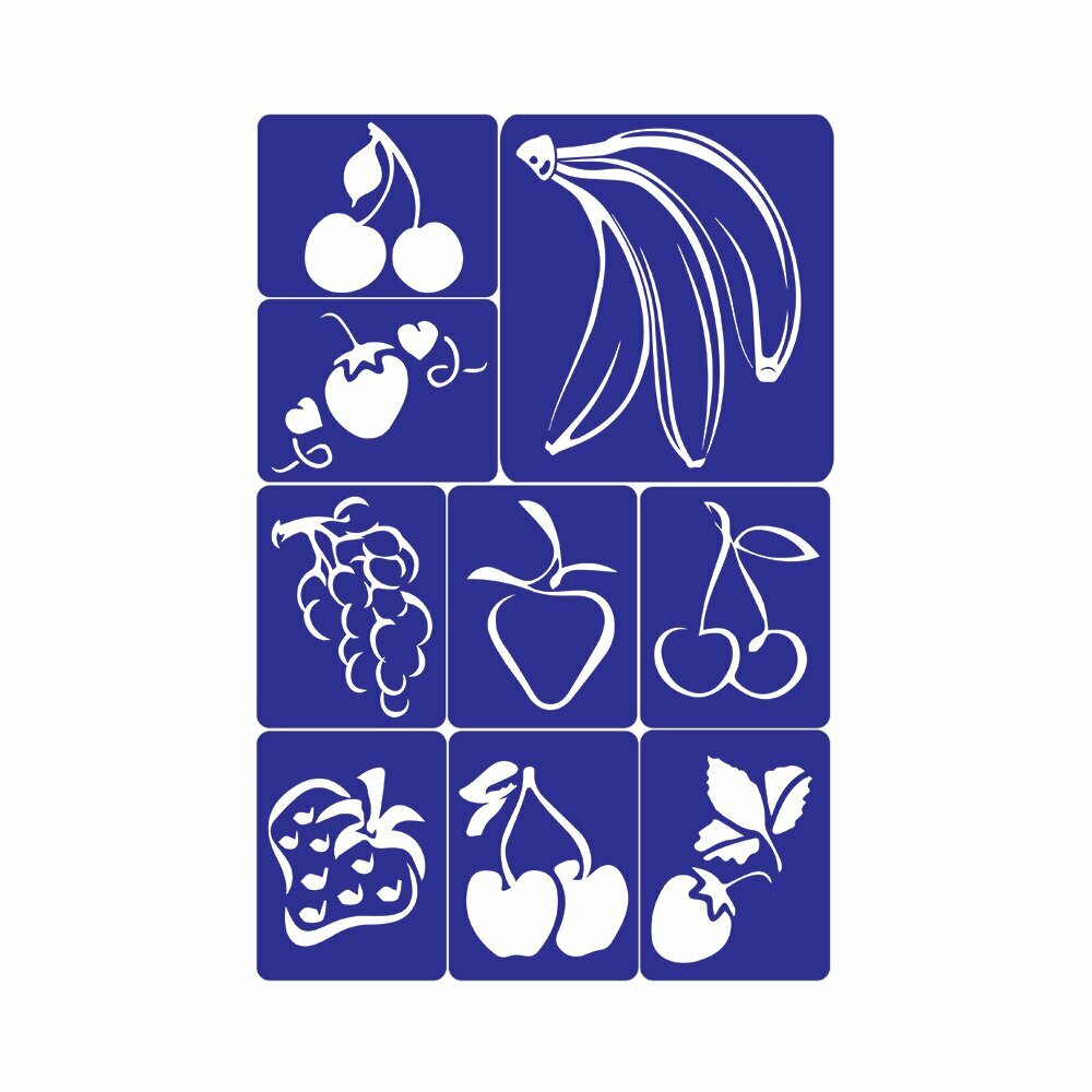 Ники Набор трафаретов для мехенди №2 29x21 см ТР016-AD08 Фрукты - шаблоны для росписи