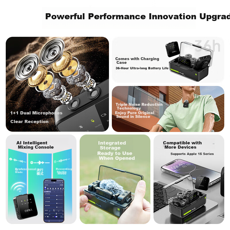 Good Shepherd Wireless Lavalier Microphone One Drag Two Small Bee Chest Microphone Live Broadcasting Equipment Receiver Outdoor Noise Reduction Anchor Short Video Mobile Phone Camera Interview Microph