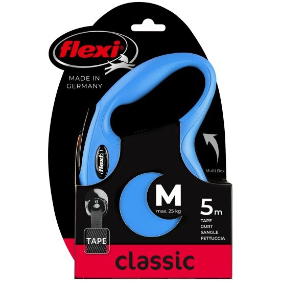 Поводок-рулетка Flexi New CLASSIC М, 5 м, 25 кг, синий