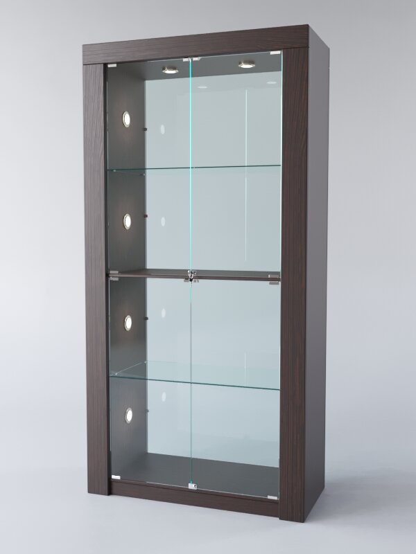 Витрина "афродита" №4-5 (с дверками, задняя стенка - стекло), Дуб Венге
