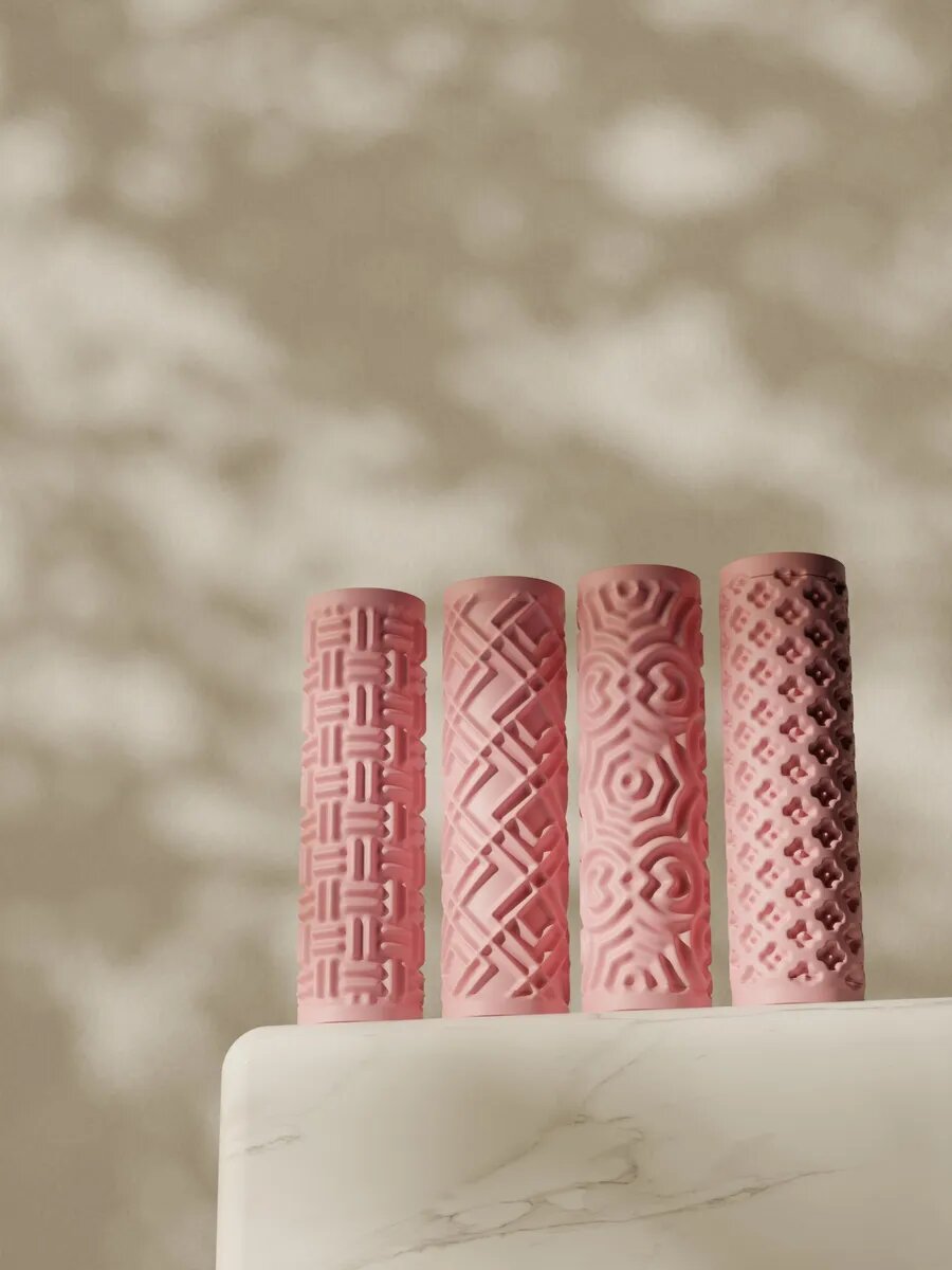 Текстурные ролики для полимерной глины с рисунками геометрических фигур