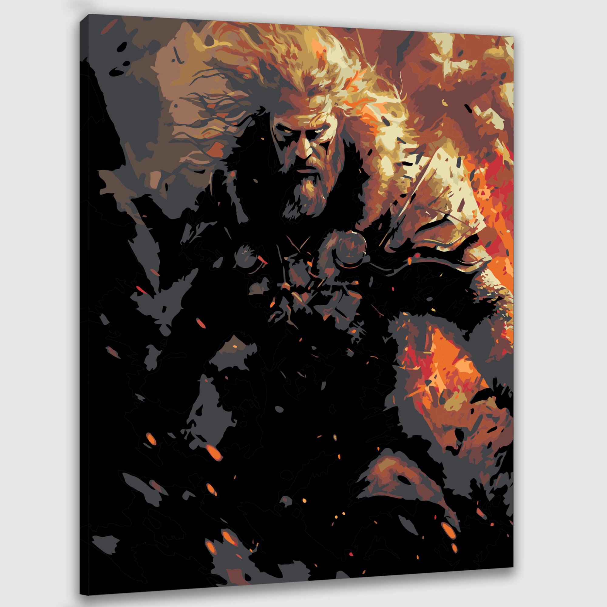 Картина по номерам 40x50 см, динамичная, цифровая картина, воин-викинг, битва, боевой топор, сила, свирепость, энергия