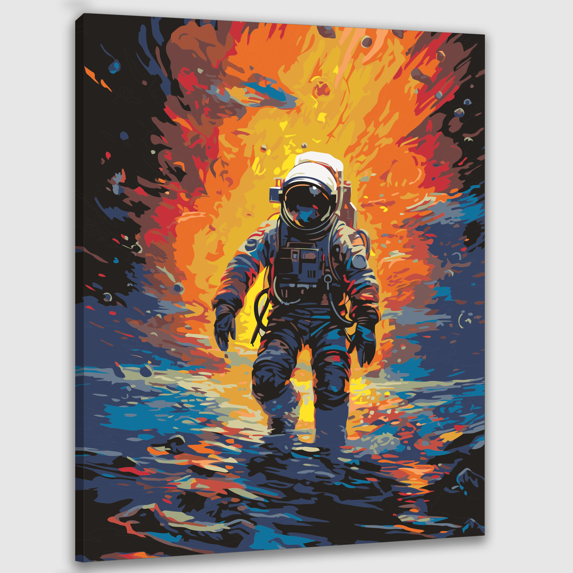 Картина по номерам 40x50 см, картина, масло, астронавт, космос, звезды, скафандр, галактики, сияние, шлем, визор