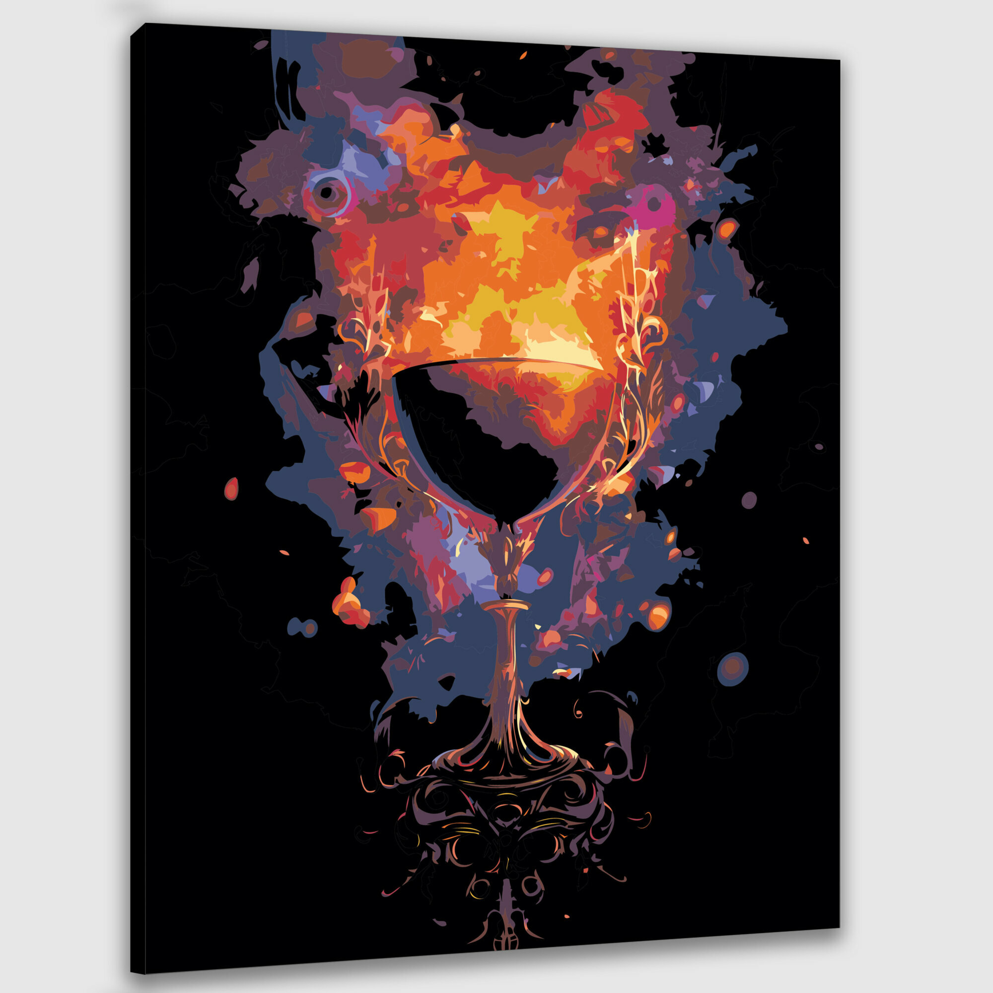 Картина по номерам 40x50 см, сюрреализм, цифровое искусство, бокал для вина, мистический, воздух, краски, дым, стекло