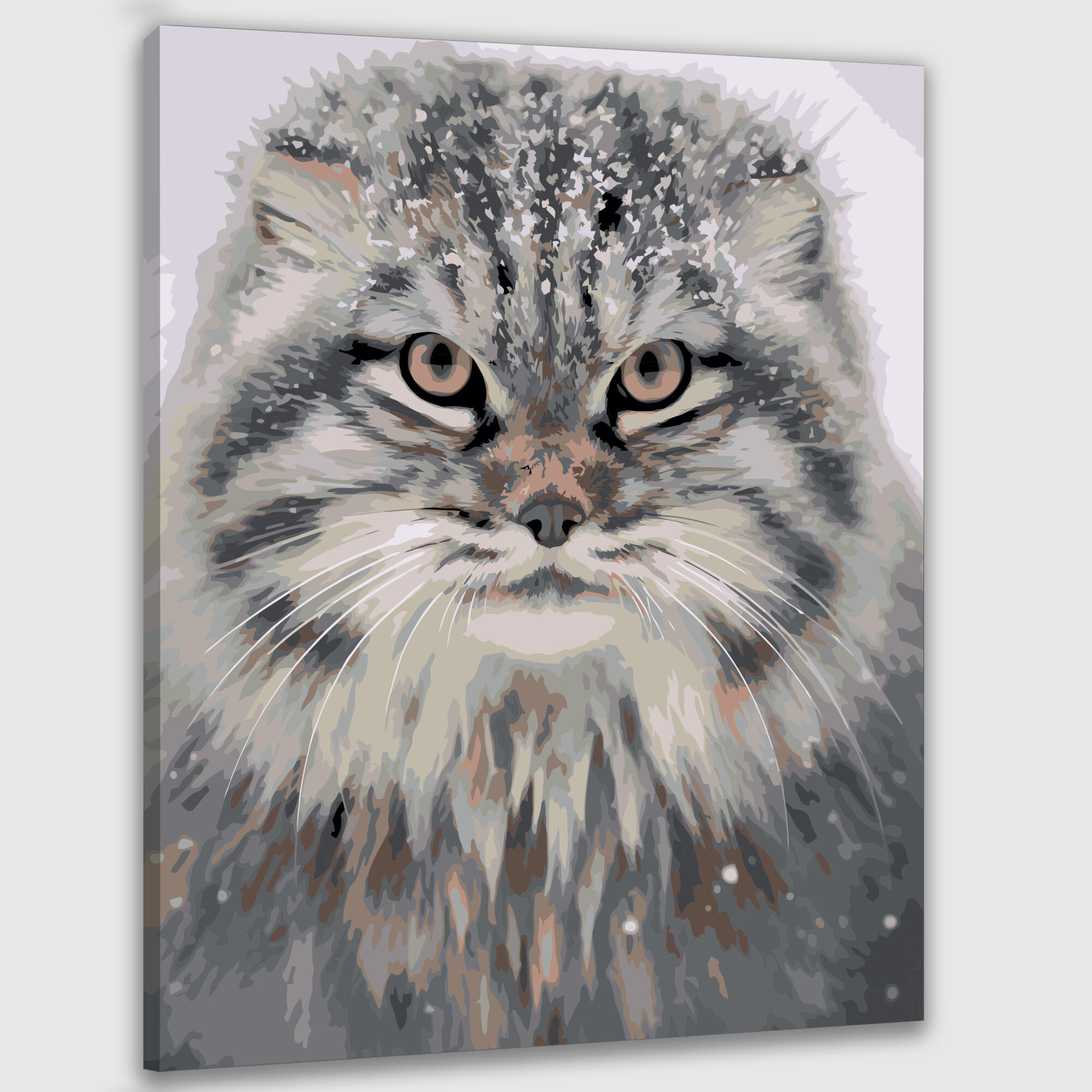 Картина по номерам 40x50 см, манул, страж сибирской тундры, узоры на меху, рассеянный свет, пронзительные глаза, 2.8 GM