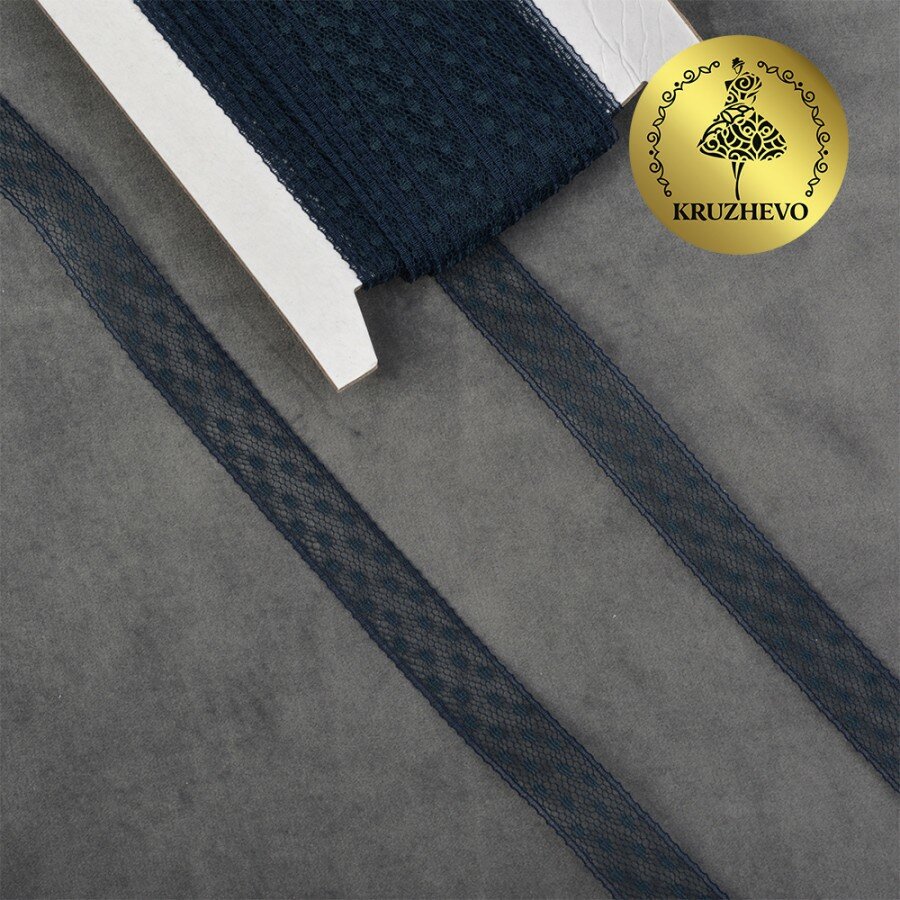 Кружево-трикотаж KRUZHEVO TBY 1662 шир.15мм цв.04 т. синий, уп.27,4м