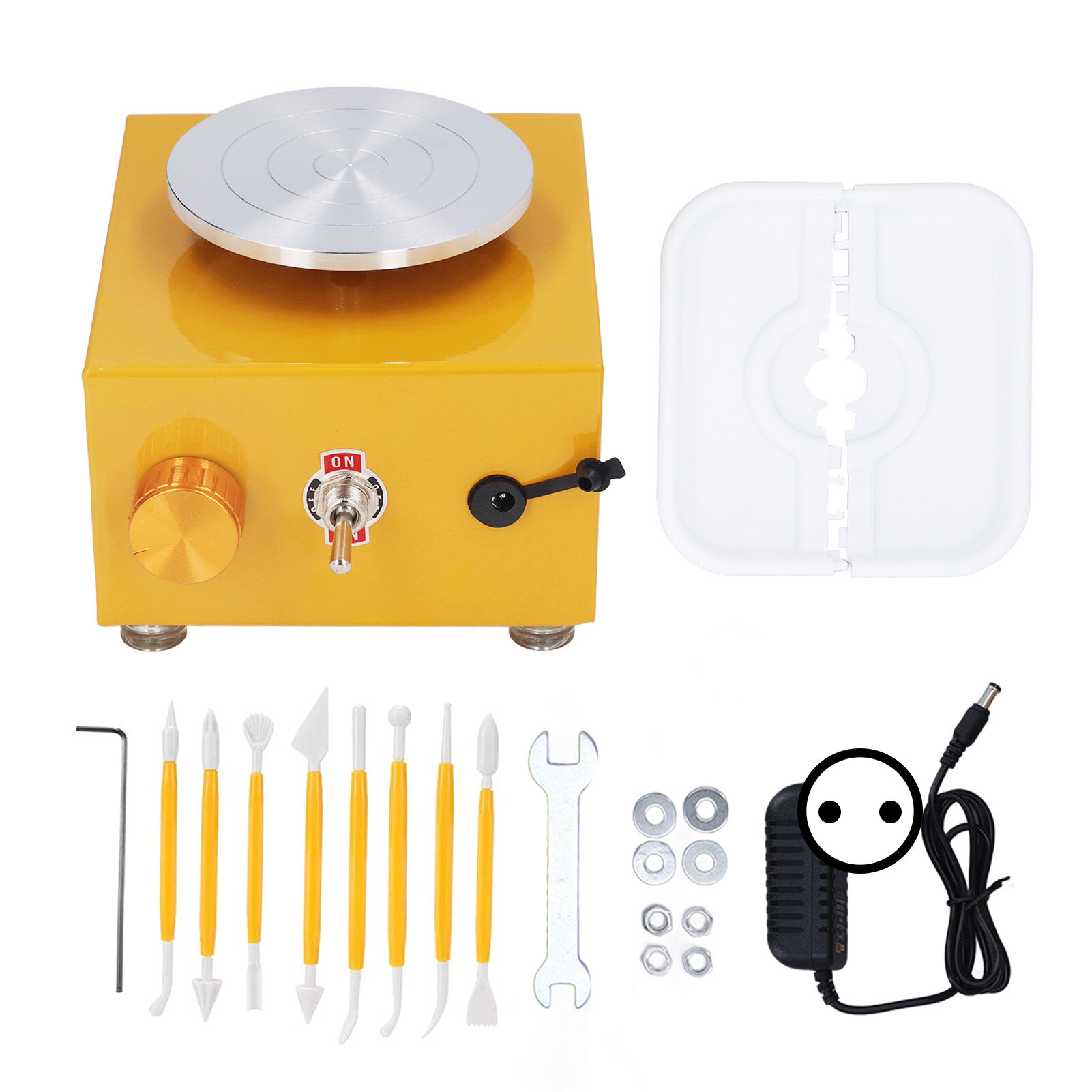 Мини гончарный круг 100-240 В, штепсельная вилка ЕС, маленький желтый, подарочный мини-гончарный круг для художественного ремесла