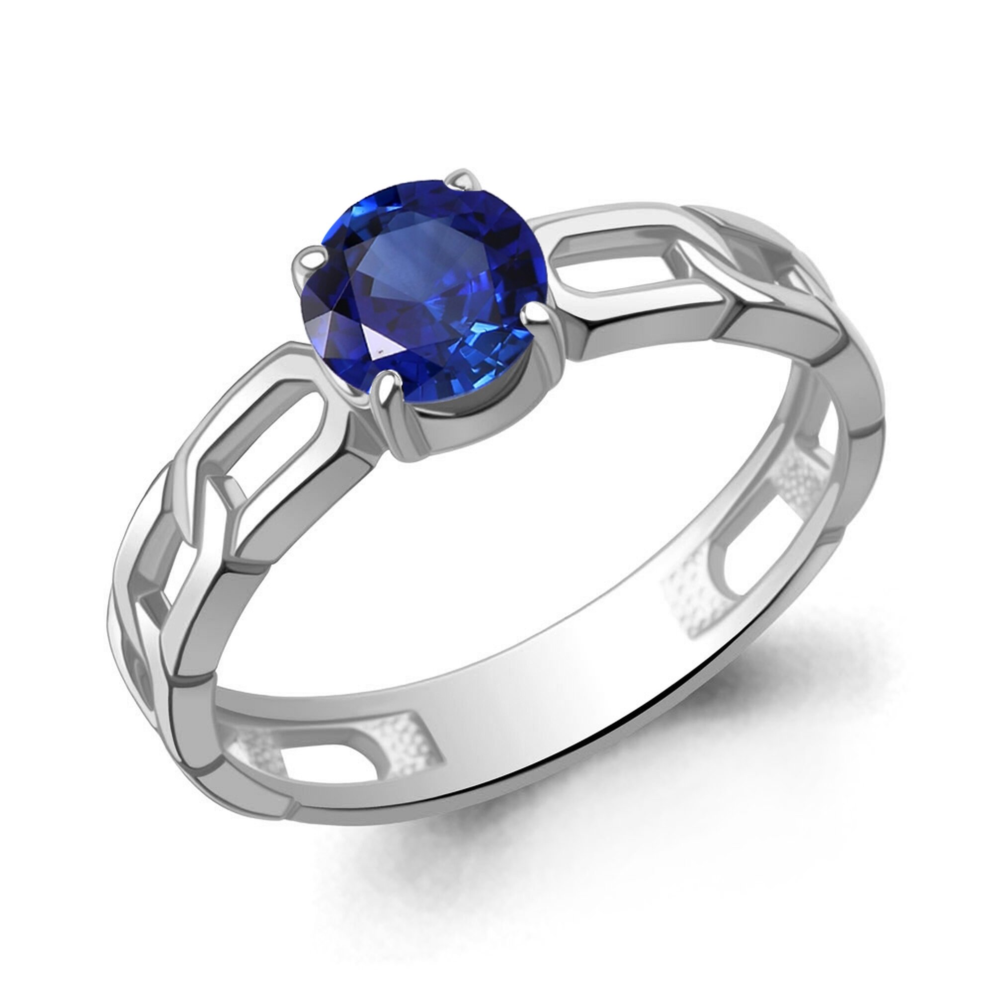 Кольцо, серебро, 925 проба, родирование, сапфир синтетический