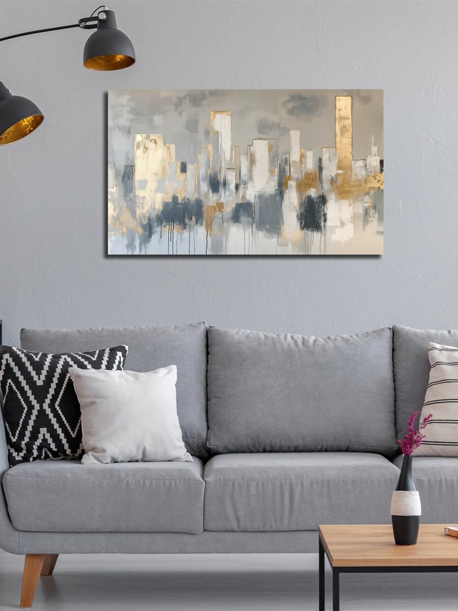 Картина на холсте LOFTime 60х100 Абстракция город сер зол 8 КБ-1526-60100