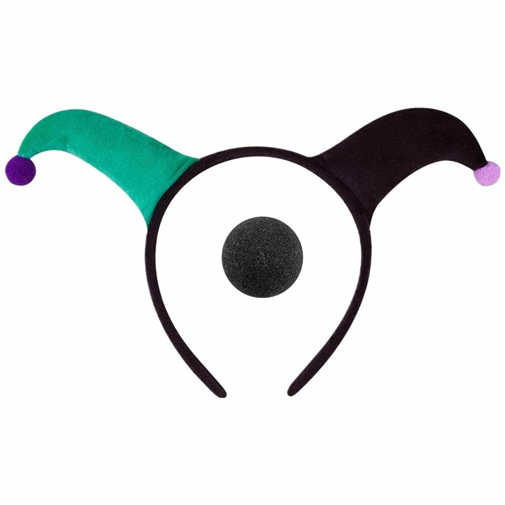 Набор повязок для Клоуна-Черно-Зеленая Повязка Клоуна С Черным Носом