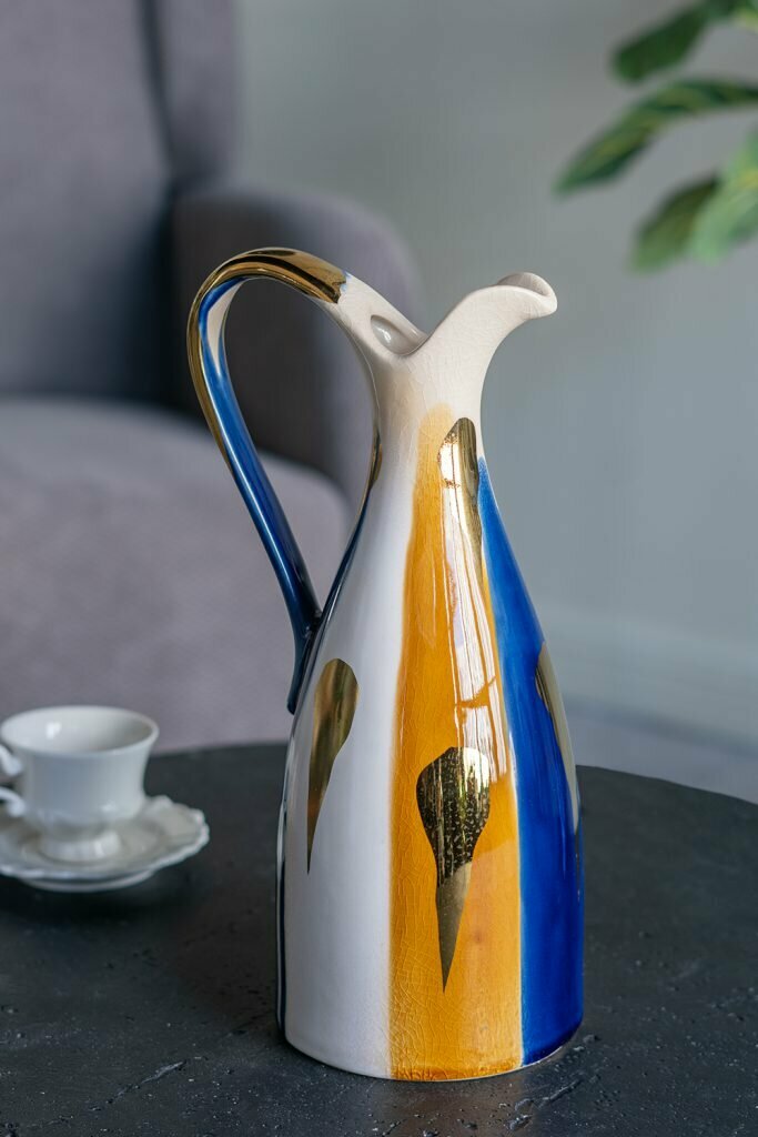 A61213 Кувшин декоративный 15х13х32см, керамика, желтый, Glasar