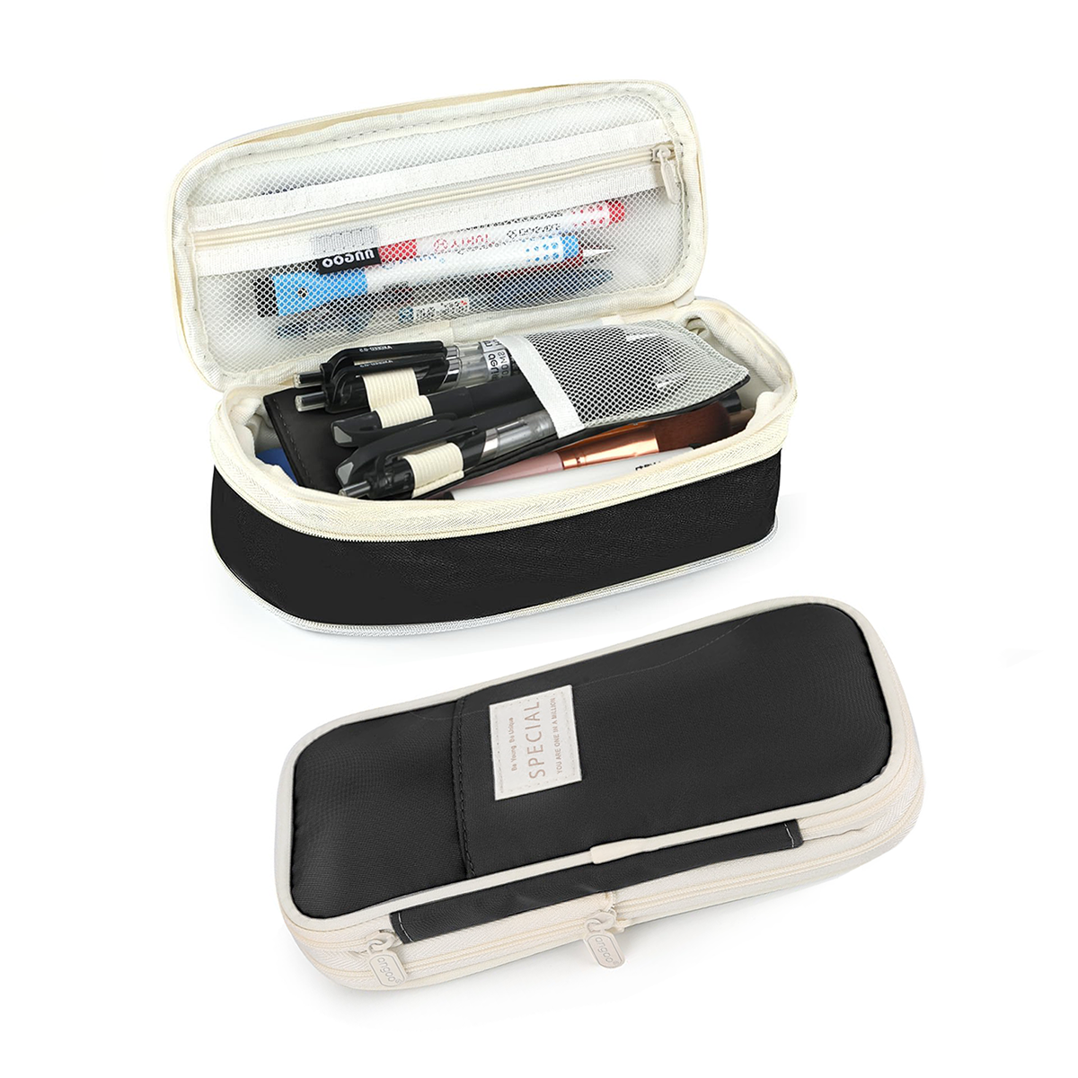 Пенал школьный, органайзер для канцелярии, расширяемый размер, цвет черный YZ