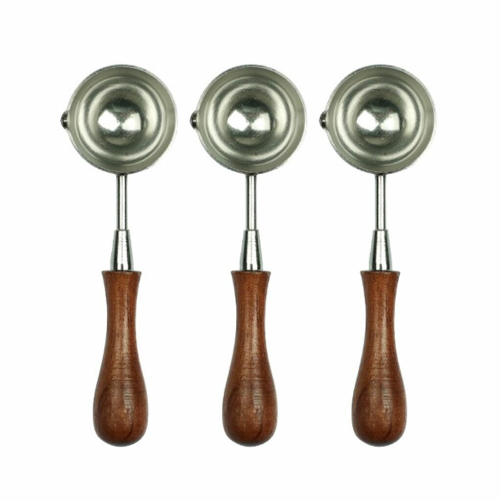 Форма для свечей, Печать для воска - серебро - короткая деревянная ручка, 3 шт