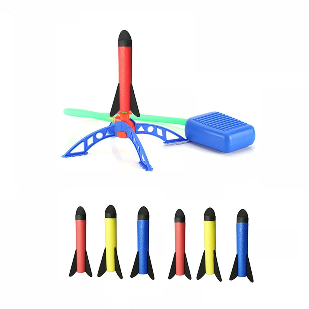 Уличные игрушки, Детская игрушка-пусковое устройство для ракет с педальным приводом, светящийся выстрел для игр на улице - 30D, 1 коробка