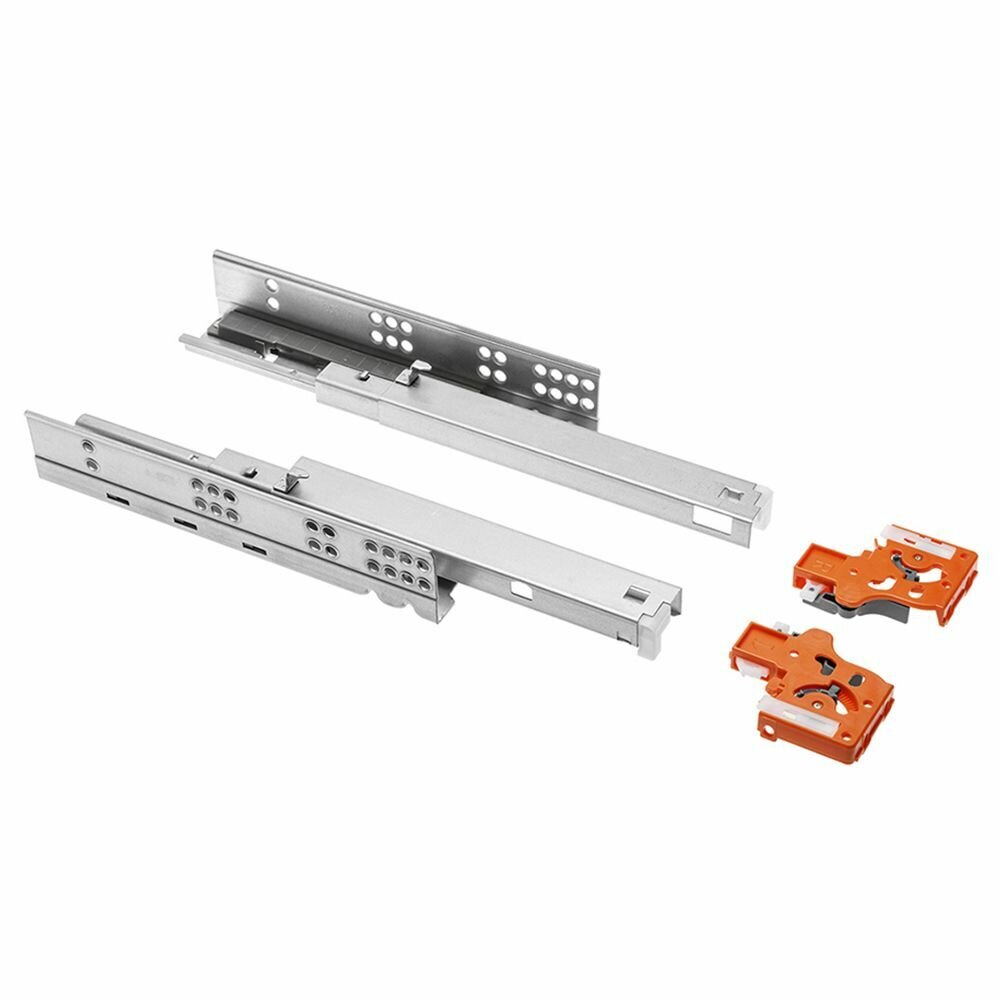 Направляющие скрытого монтажа MODERN SLIDE L-250 полного выдвижения для деревянных ящиков с выталкивателем (Push to open)