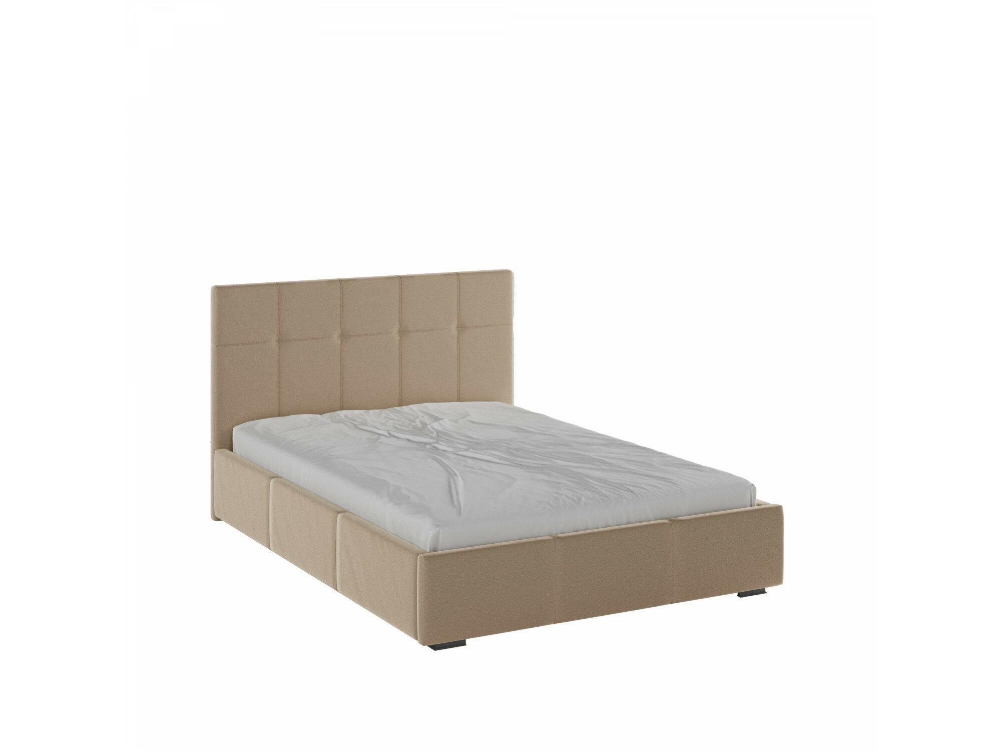 Кровать интерьерная, велюр 140, велюр бежевый квадрат, ортопедическое основание