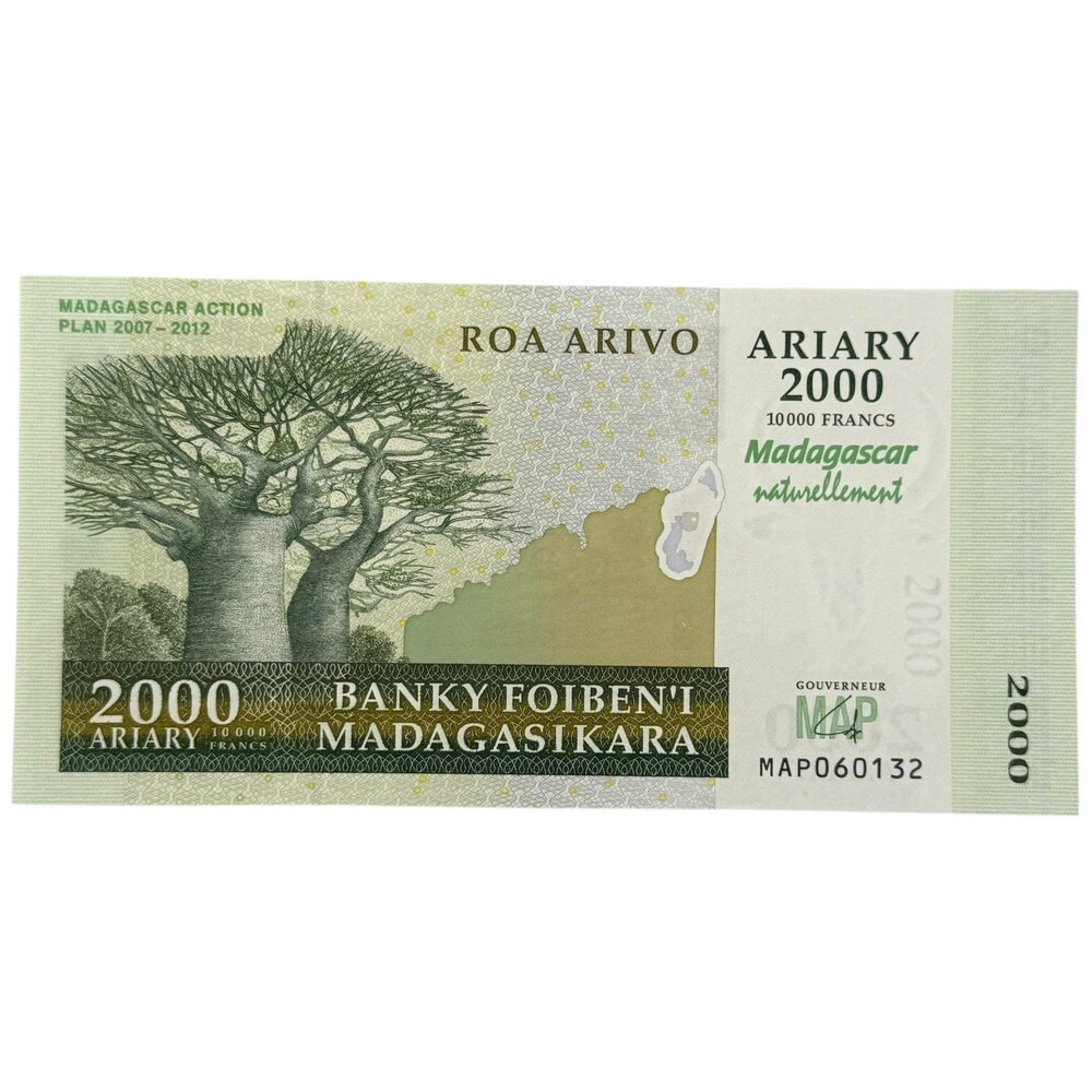 Мадагаскар 2000 ариари (10000 франков) 2007 г. (Мадагаскарский план) (Серия MAP)