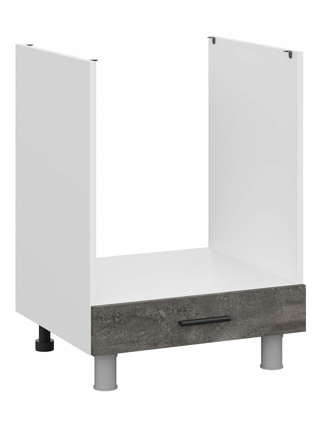 Кухонный модуль напольный, стол под духовку Урбан с ящиком, 60х53.8х82.4 см, Белый / Камень темный