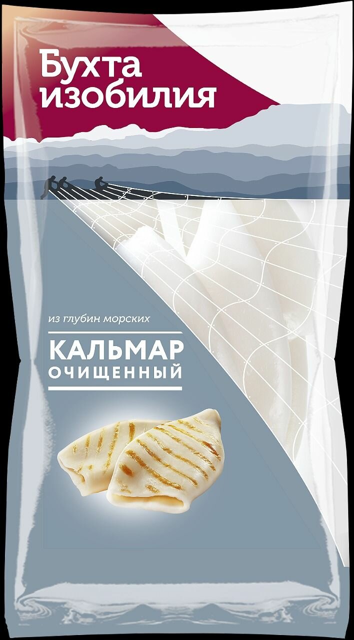 Кальмар очищенный с/м 450 г. Бухта Изобилия замороженный
