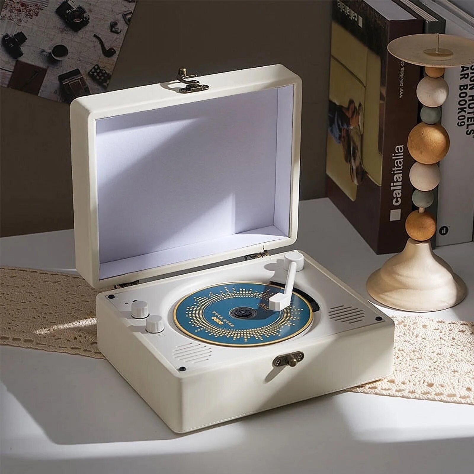 CD-плеер с Bluetooth - Ретро настольные CD-плееры для дома CD-плеер с динамиками, встроенными в HiFi Bluetooth 5.0 FM-поддержка AUX/USB разъем для наушников CD-плеер переносной для детей