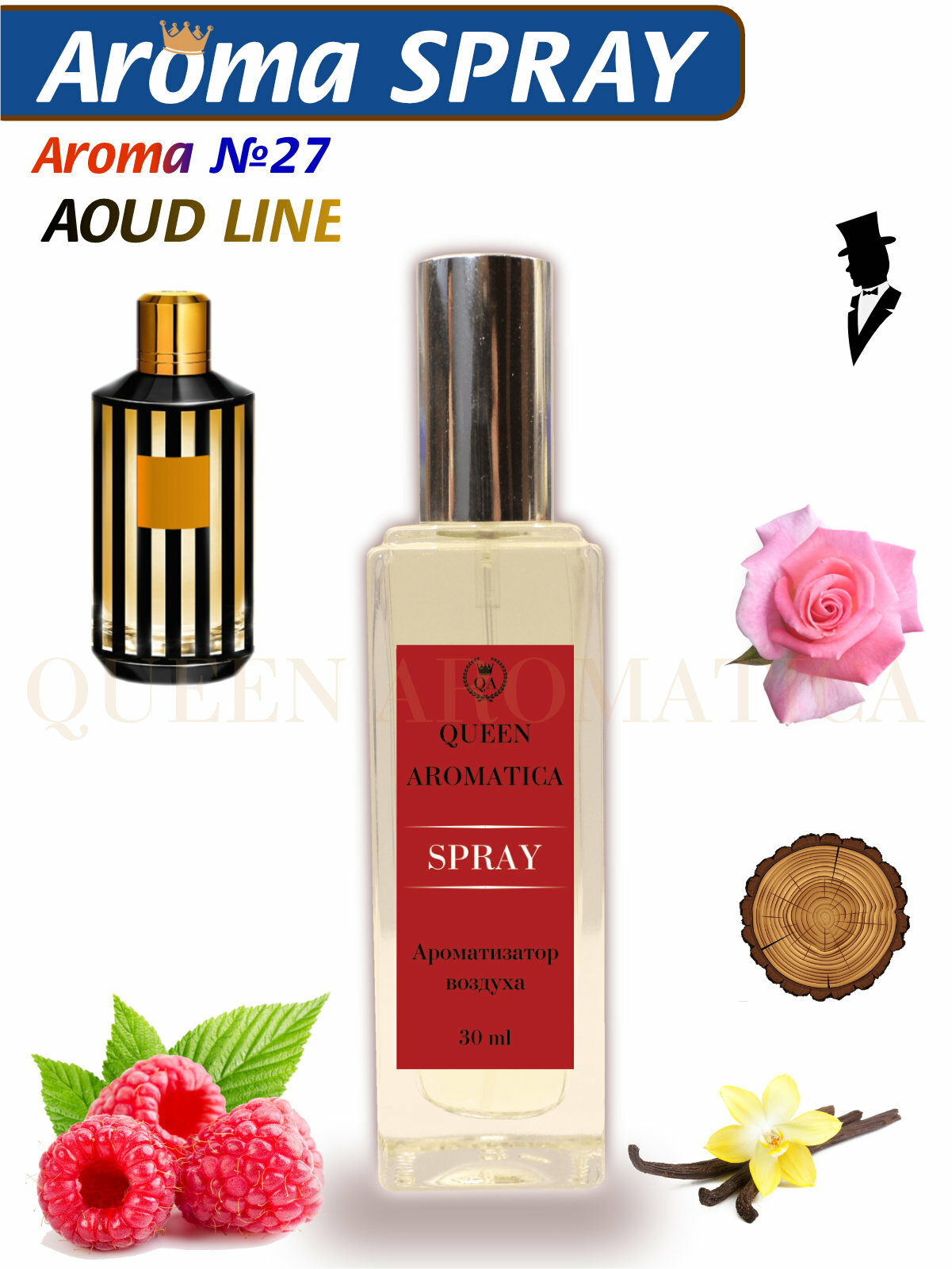 Ароматизатор в машину Queen Aromatica - Spray - Aoud Line (Универсальный ароматизатор спрей)