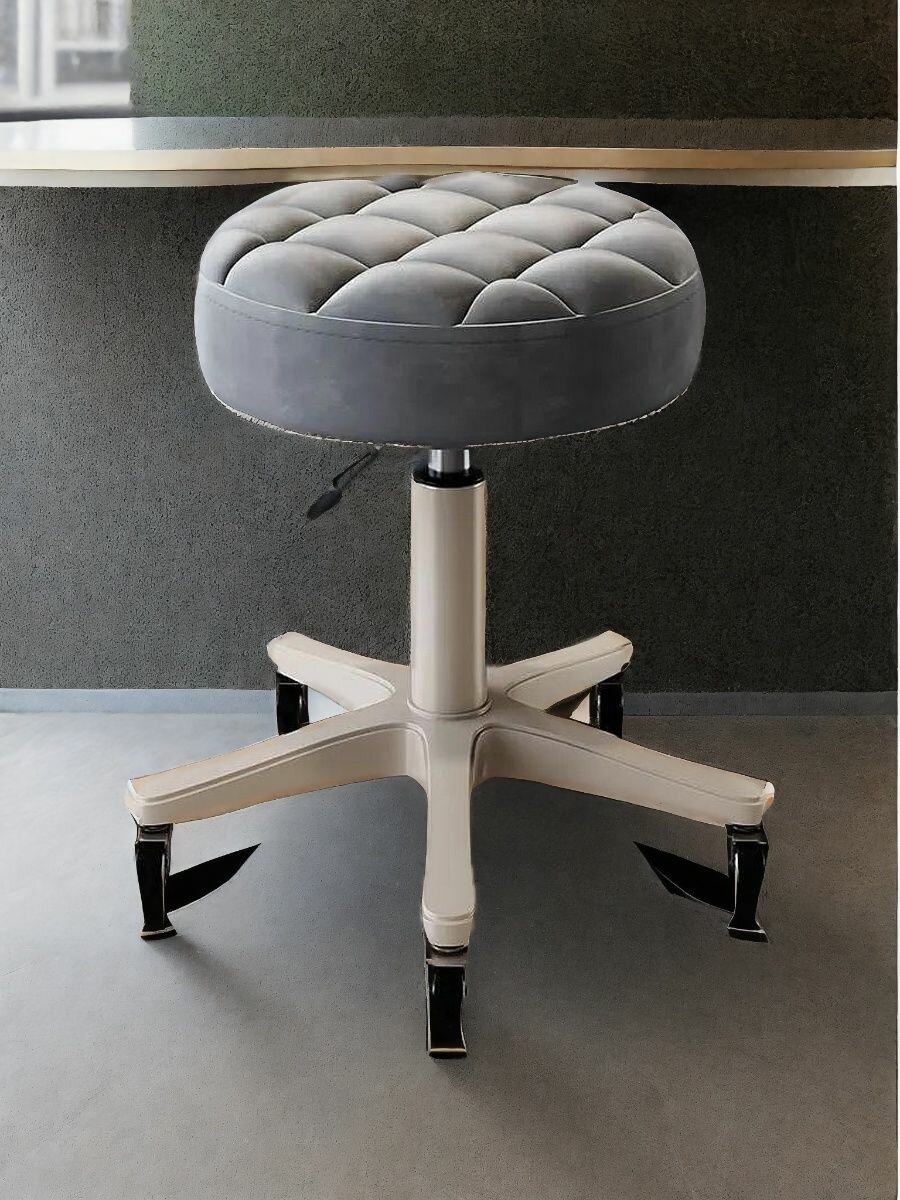 Полубарный стул, Iron Wheel высота сидения 45-60см, вращающийся табурет для салонов красоты, серый