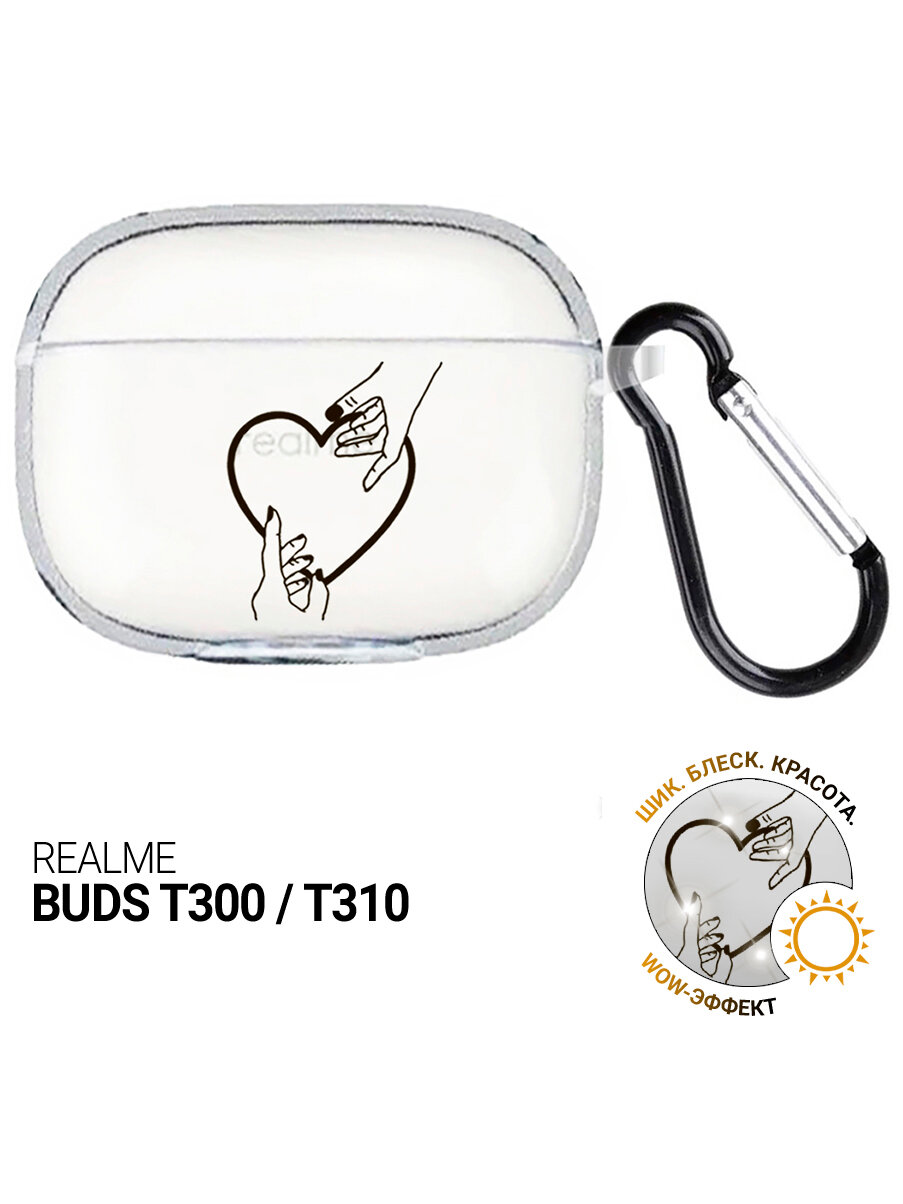 Чехол на Realme Buds T300 / T310 с принтом "Hands" прозрачный