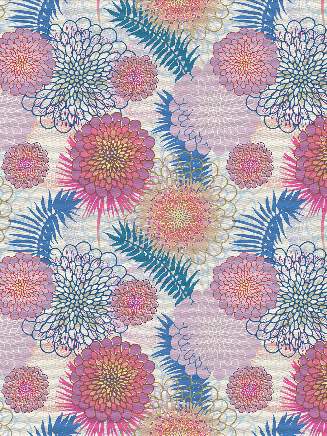 Отрезная ткань для мебели Ambesonne "Махровые цветы" метражом для рукоделия и шитья, оксфорд, 155 см