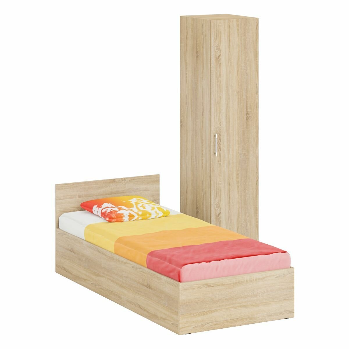 Кровать СВК 0900 + Пенал Стандарт Дуб Сонома Размеры: Высота 700мм Глубина 2035мм Ширина 935мм