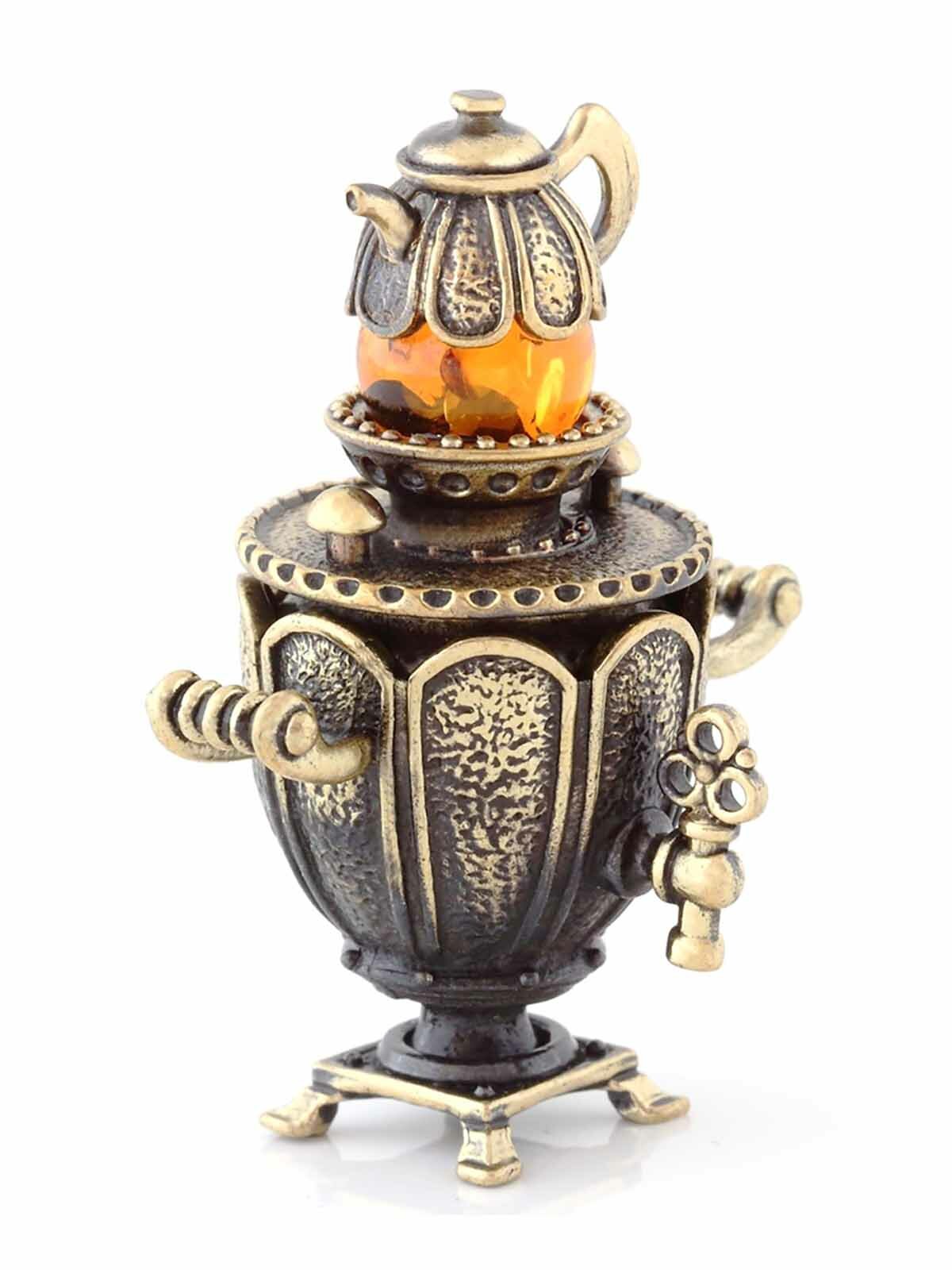 Сувенирная фигурка - Русский Самовар, Балтийский Янтарь, 4,8 см