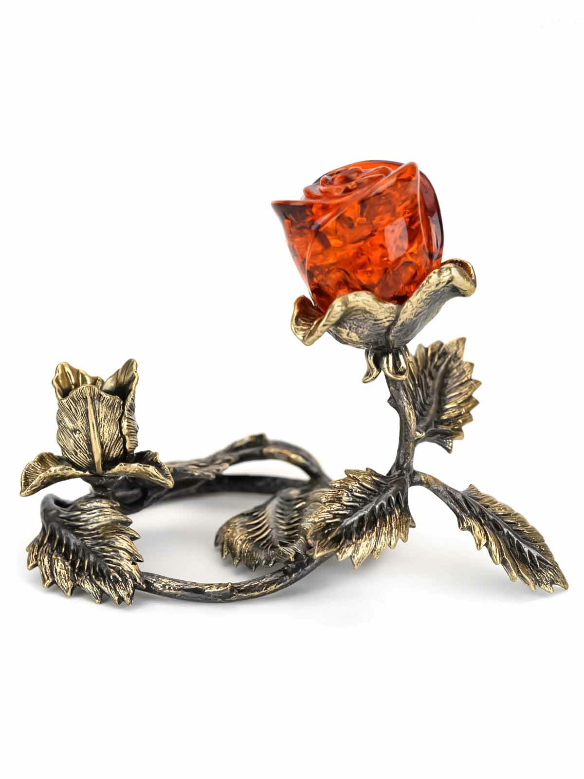 Сувенирная фигурка - Подсвечник Роза, Балтийский Янтарь, 8,0 см