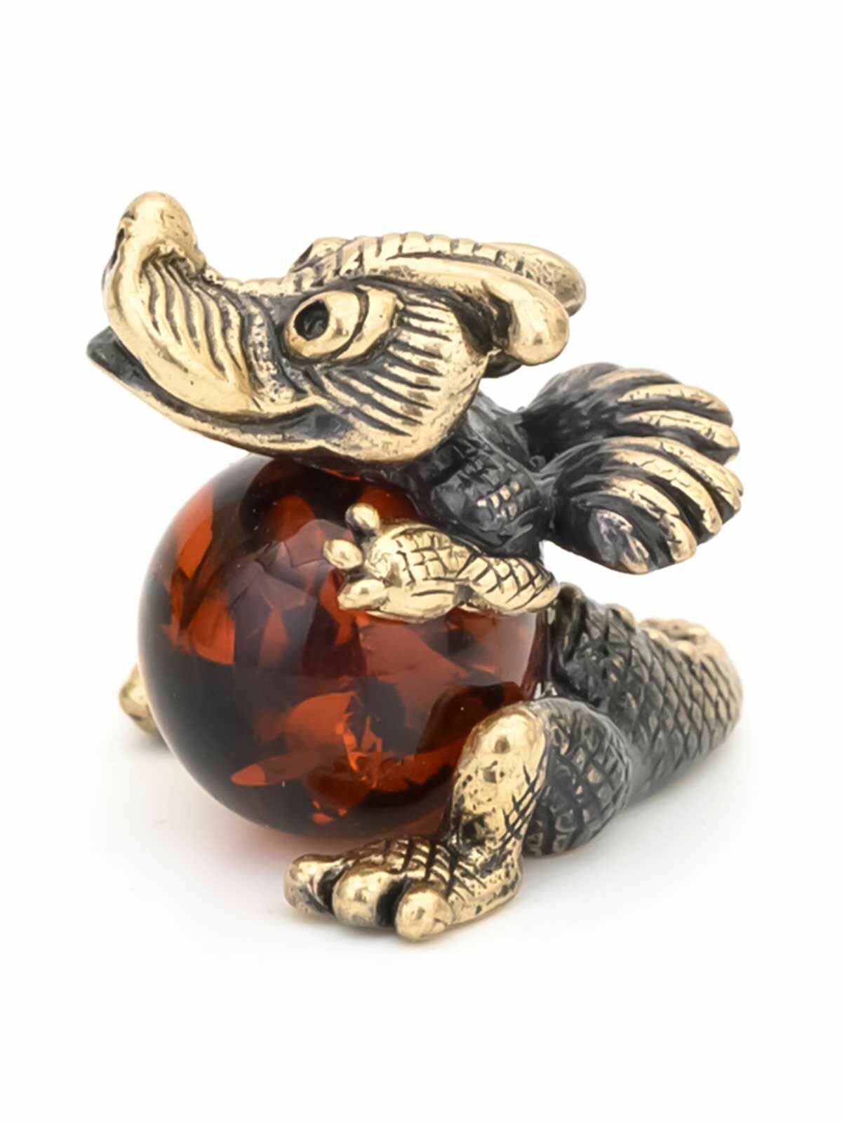 Сувенирная фигурка - Дракон Дракоша, Балтийский Янтарь, 2,5 см