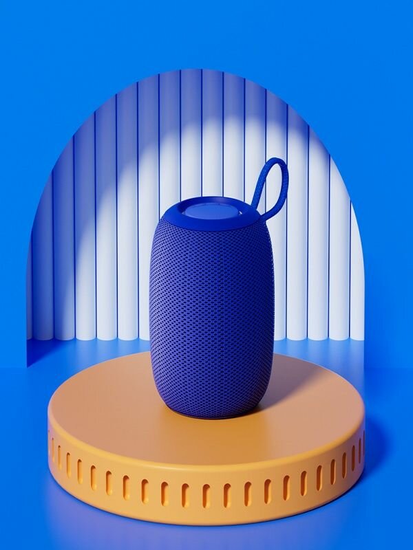 Водостойкий беспроводной Bluetooth-динамик с круговым звуком 360 Мощные басы Портативный для outdoor Работает от карты памяти, темно-синий