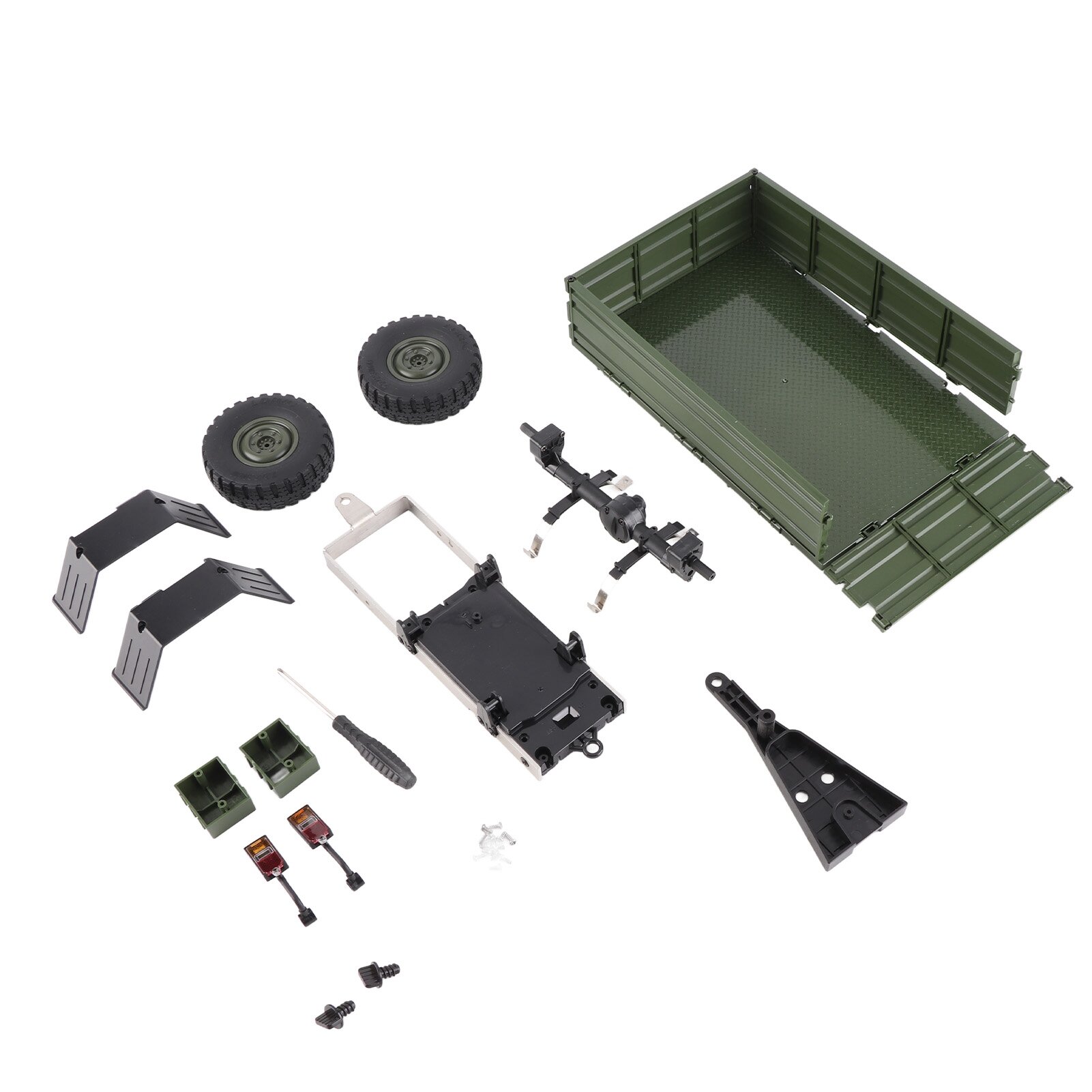 Прицеп для радиоуправляемой машинки-вездехода для модели Unimog P06, прочные запасные части и аксессуары для радиоуправляемой машинки, зеленый цвет.