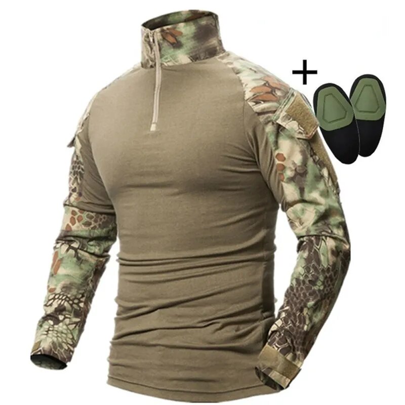 Рубашка мужская тактическая с подкладкой, длинная камуфляжная рубашка в стиле милитари для охоты