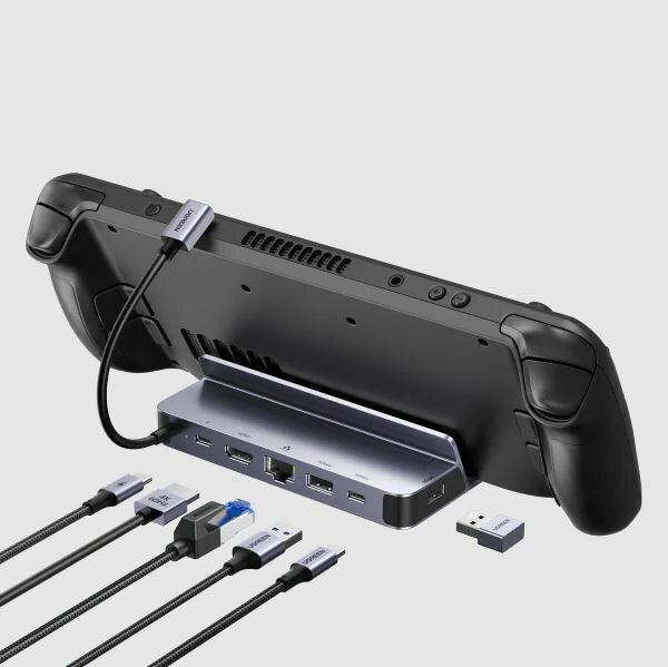 Док-станция для Steam Deck UGREEN, 6 в 1, HDMI, Ethernet, PD, USB-C, USB-A, серебристый