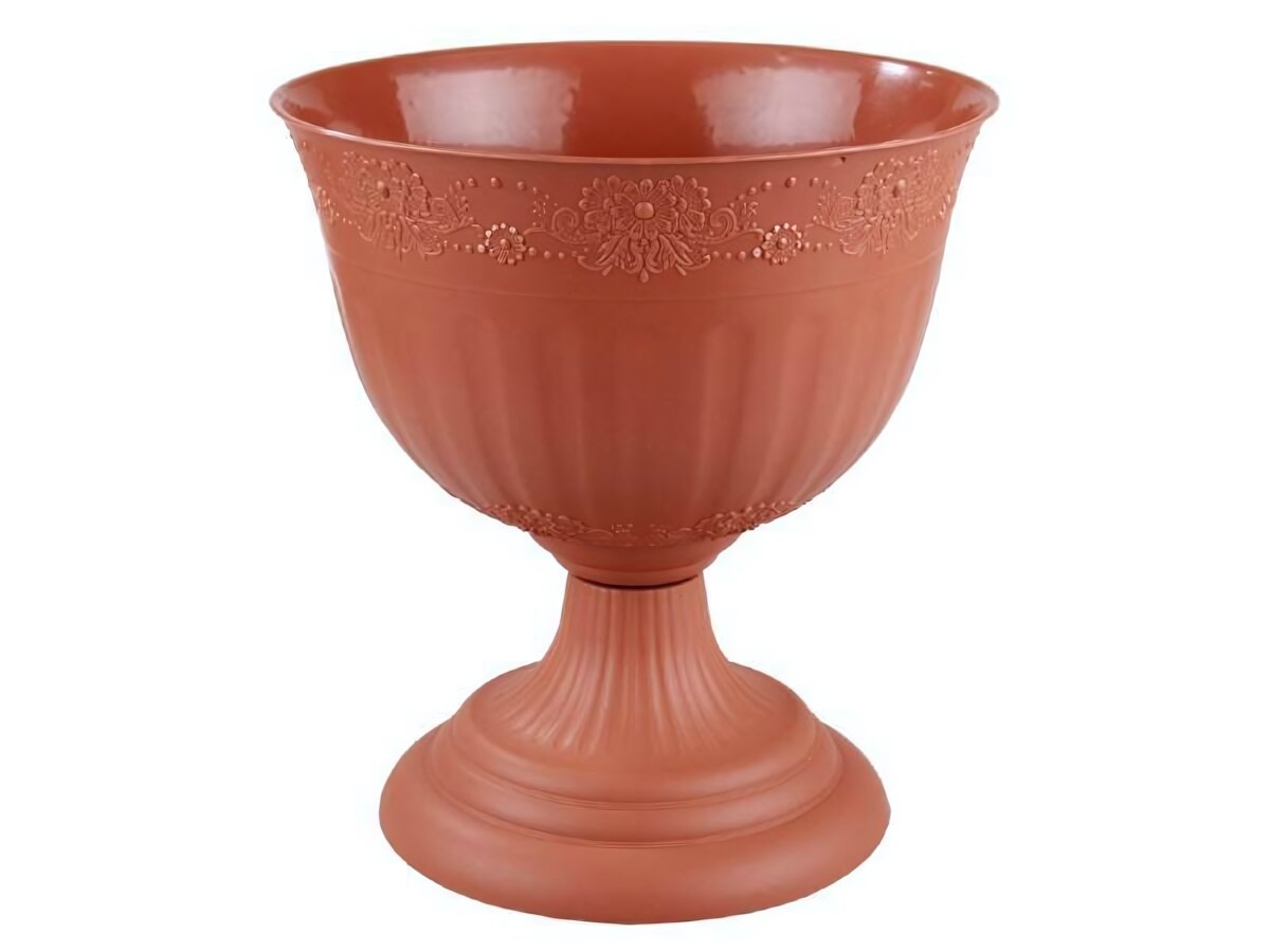 Вазон пластиковый "Венеция" 10л, коричневый, легкий, классический дизайн