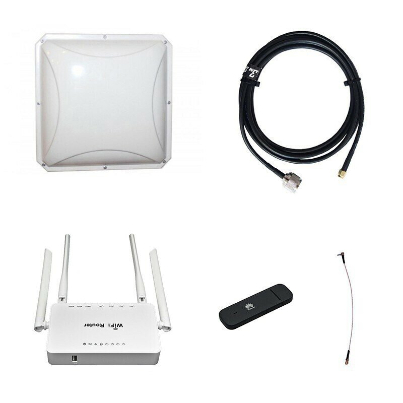 Комплект антенный усилитель 3G/4G Дача-Эконом (Роутер ZBT WE1626 WiFi, модем brovi E3372h-325, кабель 3м, антенна Baltic Signal 3G/4G 14 дБ)