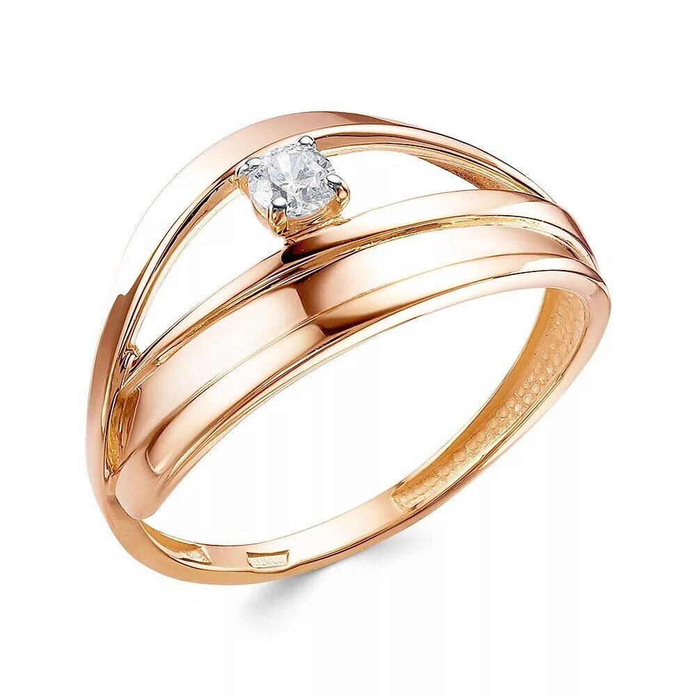 Кольцо, красное золото, 375 проба, родирование, фианит